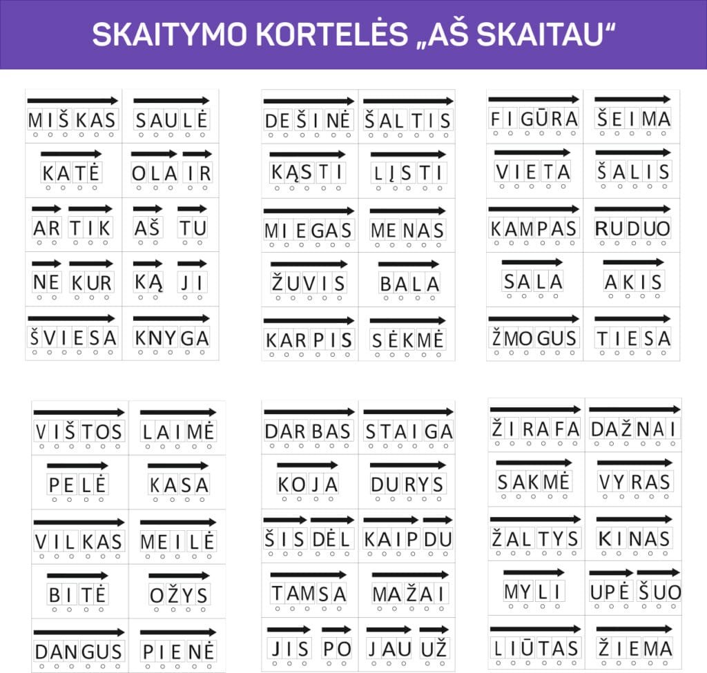 Skaitymo kortelės „Aš skaitau” PDF - Mažoji skaitytoja